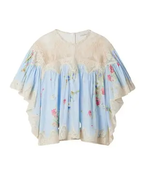 Zimmermann Lace-trimmed Floral-print Cotton-voile Blouse