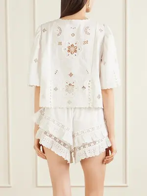 Sea Broderie Anglaise Cotton And Linen-blend Blouse