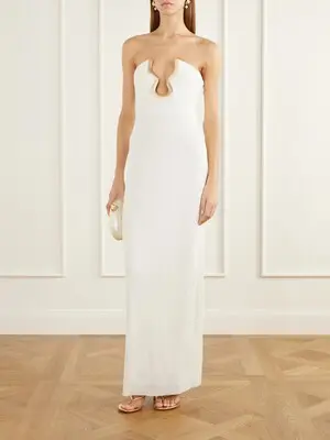 Cult Gaia Strapless Embellished Stretch-crepe Maxi Dress