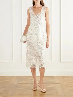 Rabanne Floral-print Lace-trimmed Silk-satin Cami
