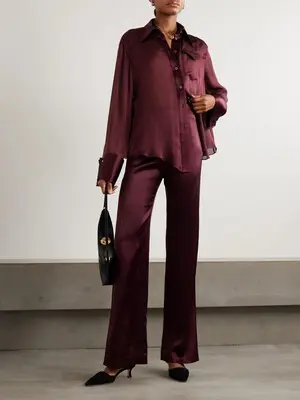 Galvan Satin Wide-leg Pants