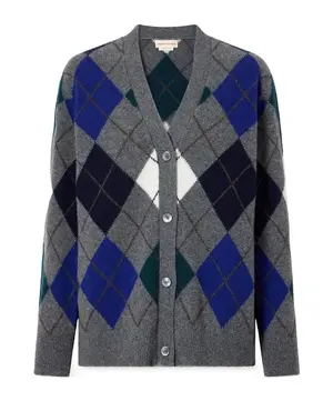 Daughter Checked Wool-knitted Cardigan