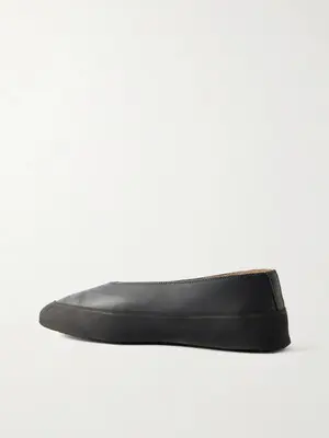 Le Monde Beryl Rubber-trimmed Leather Ballet Flats
