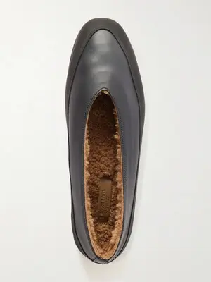 Le Monde Beryl Rubber-trimmed Leather Ballet Flats
