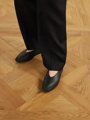 Le Monde Beryl Rubber-trimmed Leather Ballet Flats
