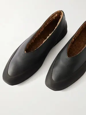 Le Monde Beryl Rubber-trimmed Leather Ballet Flats