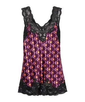 Rabanne Printed Lace-trimmed Silk-satin Cami