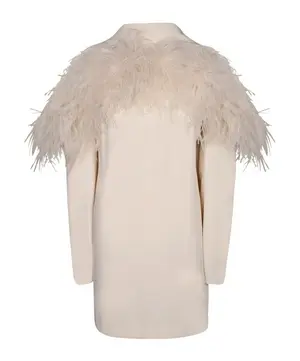 P.a.r.o.s.h Feather-trim Cold-shoulder Mini Dress