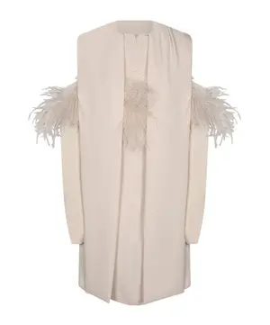 P.a.r.o.s.h Feather-trim Cold-shoulder Mini Dress
