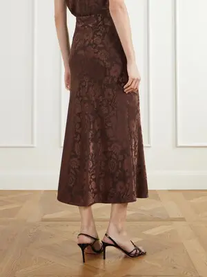 Veronica Beard Floral-jacquard Silk-blend Satin Midi Skirt