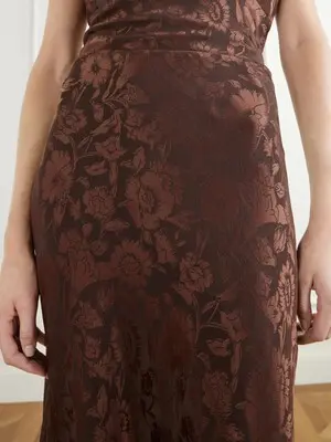 Veronica Beard Floral-jacquard Silk-blend Satin Midi Skirt