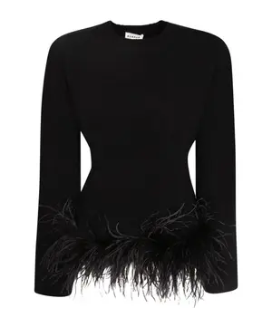 P.a.r.o.s.h Feather-trim Crew Neck Knitted Sweater
