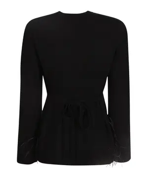 P.a.r.o.s.h Feather-trim Crew Neck Knitted Sweater