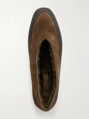 Le Monde Beryl Rubber-trimmed Suede Ballet Flats