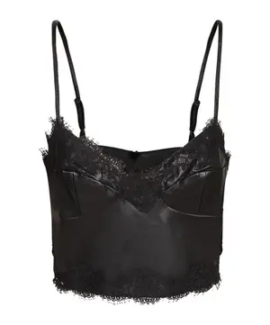 ERMANNO FIRENZE Lace-trim Leather Tank Top