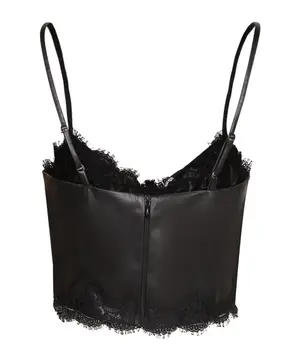 ERMANNO FIRENZE Lace-trim Leather Tank Top
