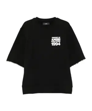 Amiri Logo-print Raw-edge T-shirt - Black