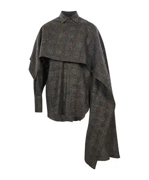 DARKPARK Georgia Check-pattern Draped Shirt - Black/grey