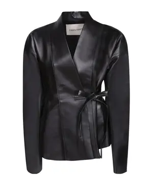 Alberta Ferretti Wrap Belted Leather Jacket