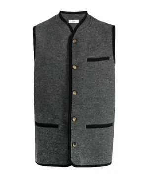 RIER Long-sleeved Single-breasted Vest - Charbon