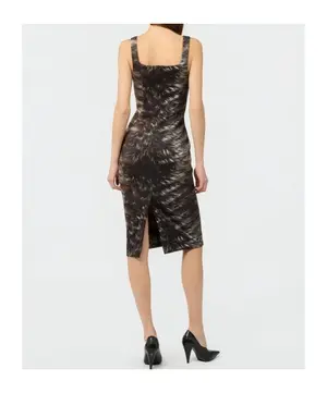 Roberto Cavalli Midi Fur-print Sleeveless Dress