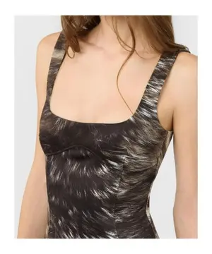 Roberto Cavalli Midi Fur-print Sleeveless Dress