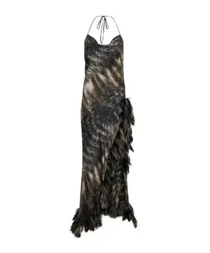 Roberto Cavalli Maxi Fur-print Halterneck Dress