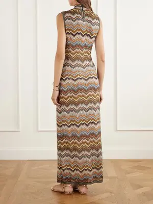 Missoni Striped Metallic Crochet-knit Maxi Dress