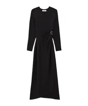 Ba&sh Crew-neck Knit Dress - Charcoal