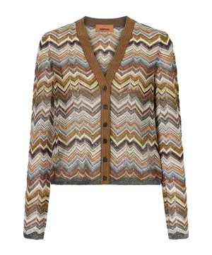Missoni Striped Metallic Crochet-knit Cardigan