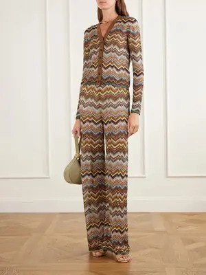 Missoni Striped Metallic Crochet-knit Cardigan