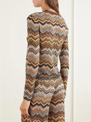 Missoni Striped Metallic Crochet-knit Cardigan