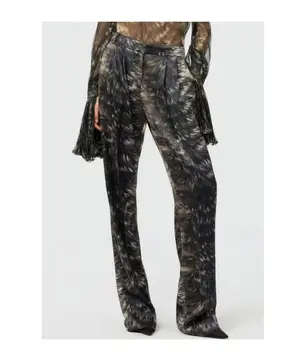 Roberto Cavalli Trousers In Silk With Fur Print