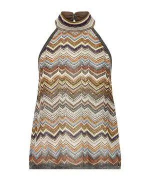 Missoni Striped Metallic Crochet-knit Tank