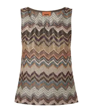 Missoni Striped Metallic Crochet-knit Tank