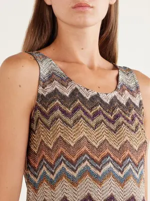 Missoni Striped Metallic Crochet-knit Tank