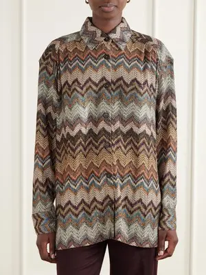 Missoni Sequin-embellished Metallic Crochet-knit Blouse