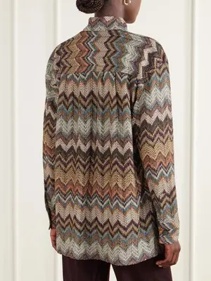 Missoni Sequin-embellished Metallic Crochet-knit Blouse