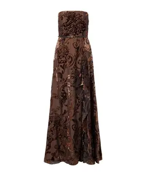 Elie Saab Strapless Belted Devoré Silk-blend Velvet Gown