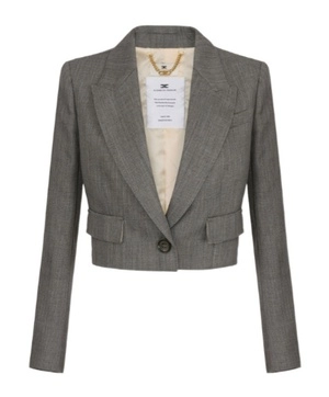 Elisabetta Franchi Cropped Jacket - Light Gray