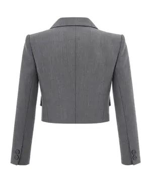 Elisabetta Franchi Cropped Jacket - Light Gray
