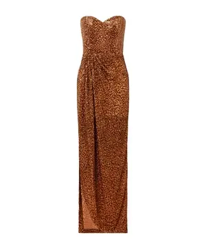 Alex Perry Gathered Leopard-effect Devoré Gown