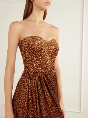 Alex Perry Gathered Leopard-effect Devoré Gown