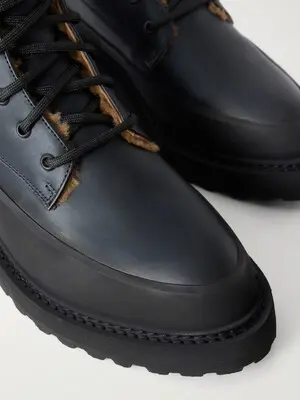 Le Monde Beryl Rubber-trimmed Leather Ankle Boots