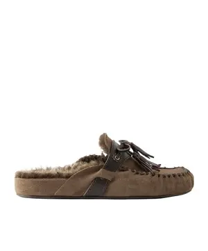 Isabel Marant Étoile Leather-trimmed Suede Loafers