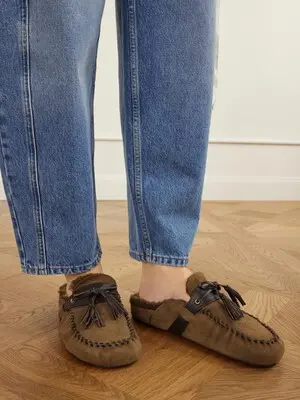 Isabel Marant Étoile Leather-trimmed Suede Loafers