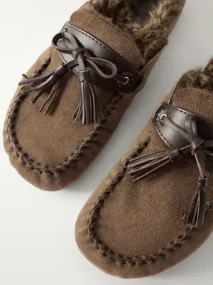 Isabel Marant Étoile Leather-trimmed Suede Loafers