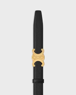 Celine Triomphe Buckle In Metal Reversible Strap 25mm In Smooth And Grained Calfskin