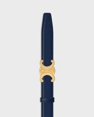 Celine Triomphe Buckle In Metal Reversible Strap 25mm In Smooth And Grained Calfskin