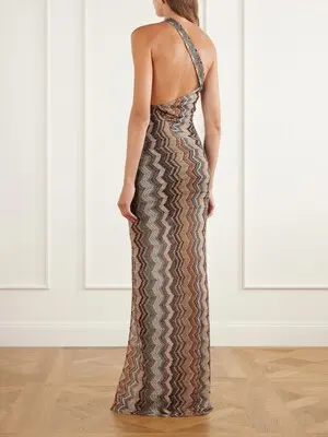 Missoni One-shoulder Metallic Crochet-knit Maxi Dress